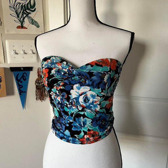 Papaya | Tops | Papaya Blue And Orange Floral Tube Top | Poshmark